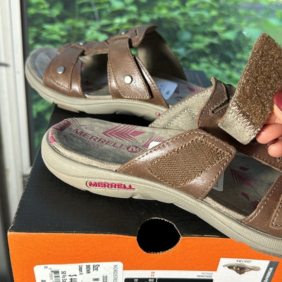 Merrell | Shoes | New Merrill Adhera Slides Size 7 Adjustable Straps ...